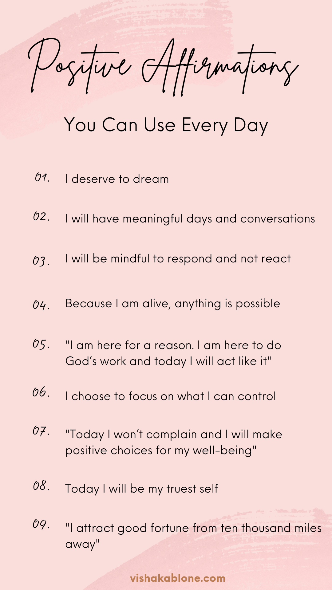 10 Positive Affirmations to Live by Daily - Vishaka Blone